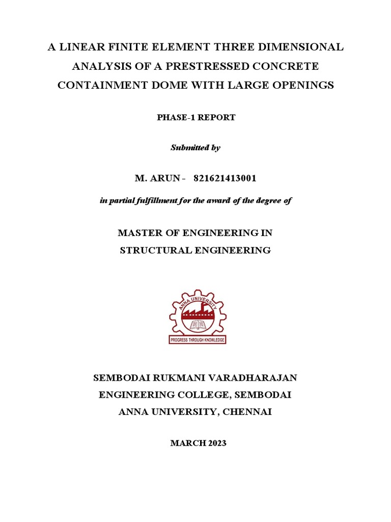 ARUN M Phase-1 Thesis PDF | PDF | Nuclear Reactor | Nuclear Fission