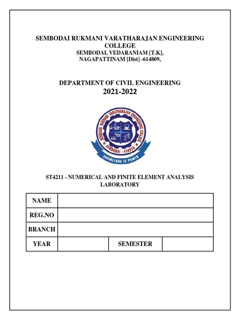 Laboratory Experiment on Numerical and Finite Element Analysis of a Basic Model in ANSYS | PDF ...
