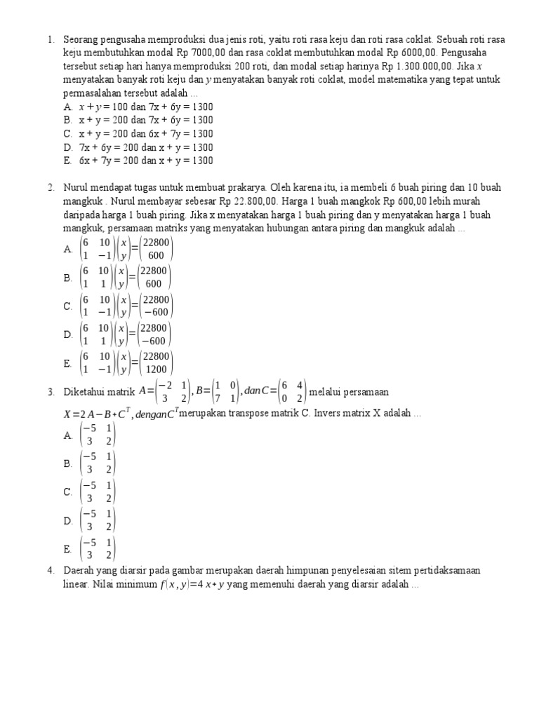 Ujian Sekolah MTK W | PDF