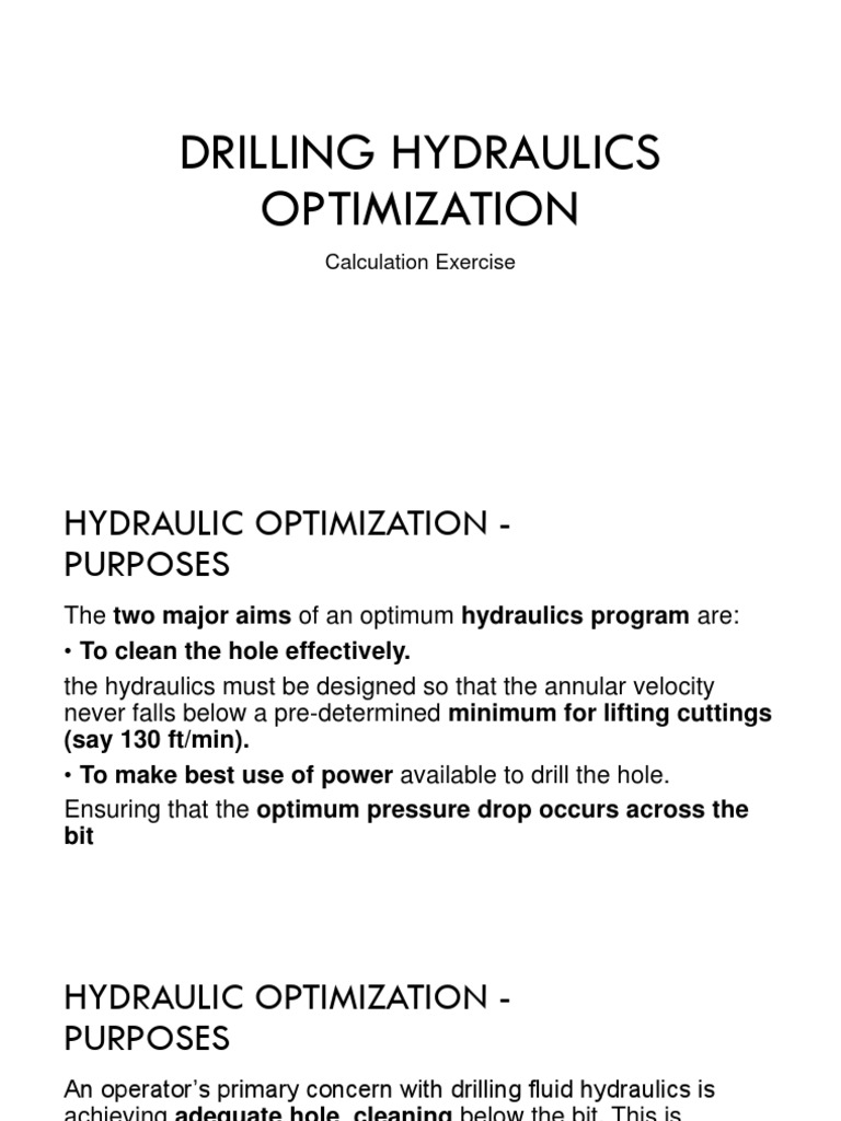 Drilling Hydraulics Optimization Guide | PDF | Horsepower ...