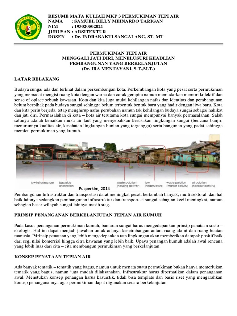 Tugas Resume 3 MKP 3 Permukiman Tepi Air, Samuel Billy Meinardo Tarigan, 193020502021 PDF | PDF