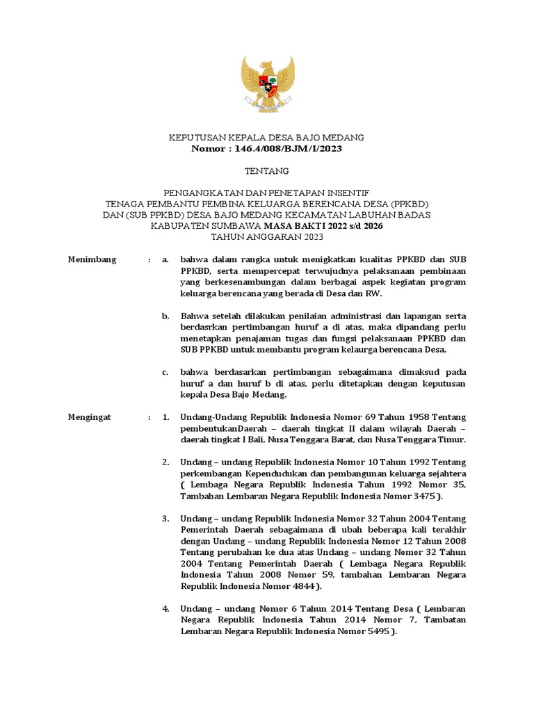 NO 8 SK TIM PPKBD Dan (SUB PPKBD) | PDF