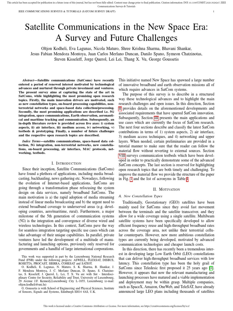Sat Com Survey | PDF | Communications Satellite | Mimo