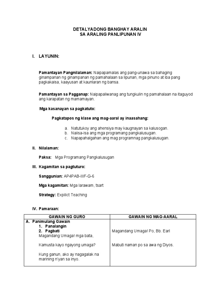 Detalyadong Banghay Aralin | PDF