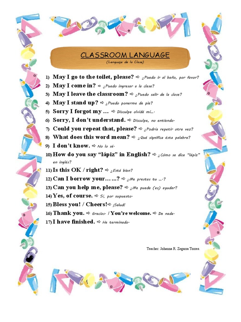 Classroom Language | PDF | Artes del Lenguaje y Comunicación