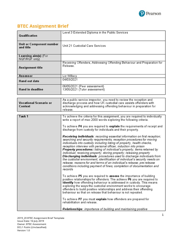 BTEC - Assignment - Brief A2 Unit 21 2 | PDF | Behavior | Domestic Violence