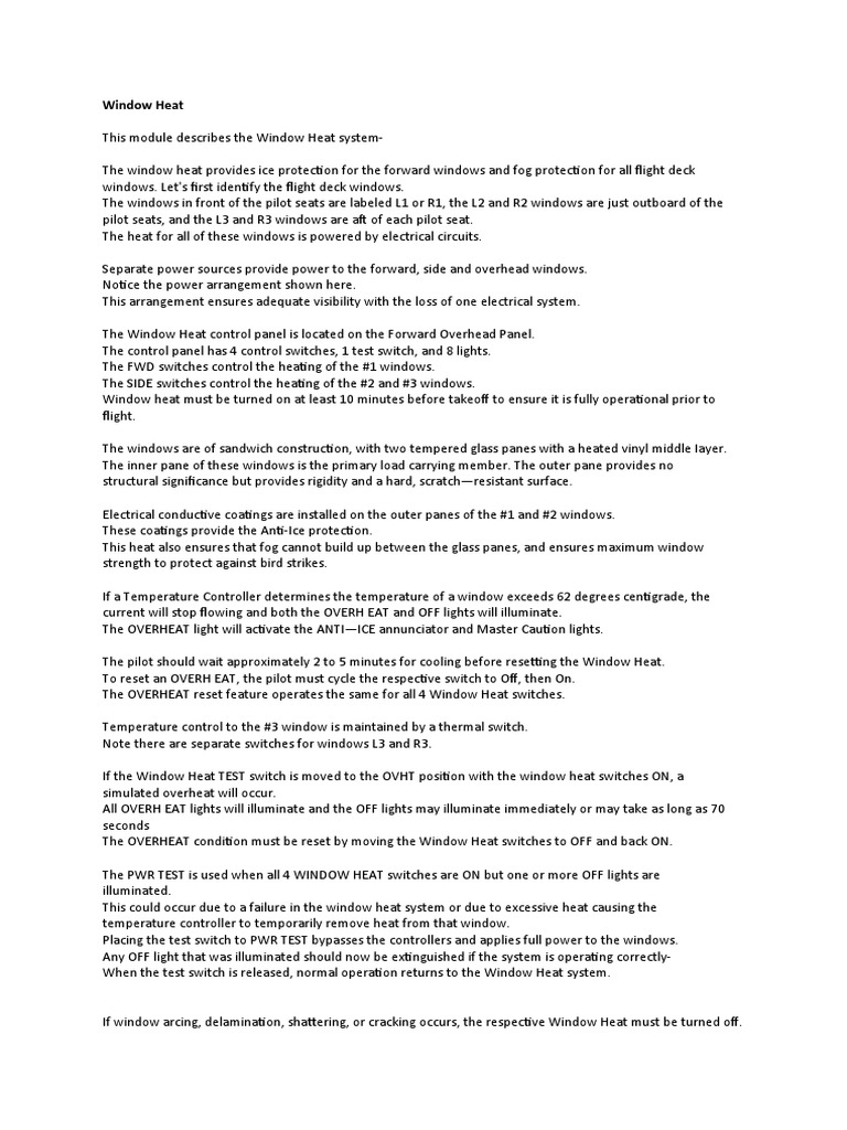 737 Window and Anti-Ice Systems Overview | PDF | Valve | Ice