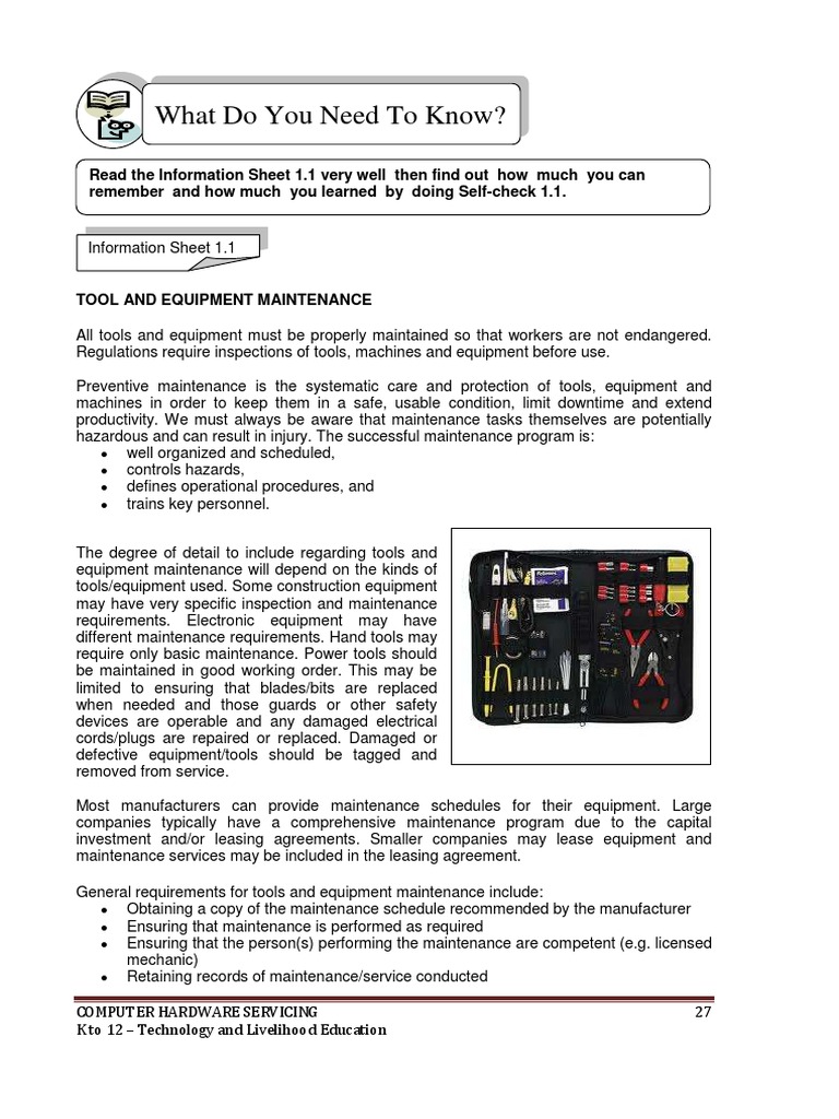 Tool and Equipment Maintenance Guidelines | PDF | Safety | Engineering