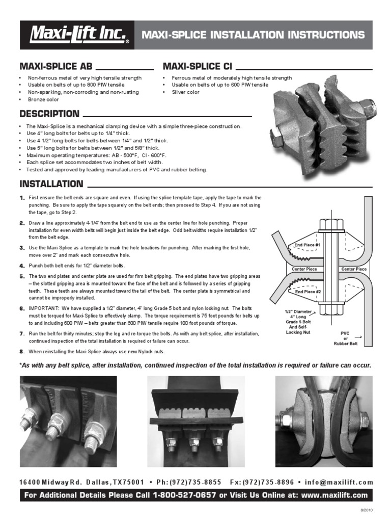 Maxi Splice Install | PDF | Belt (Mechanical) | Screw