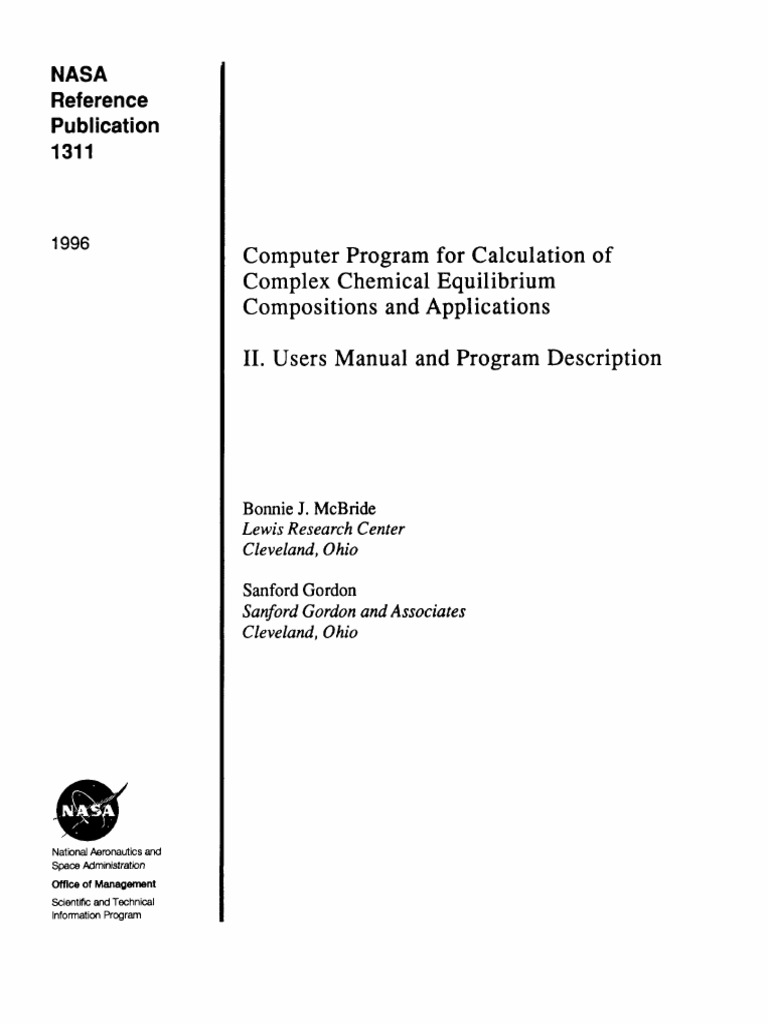 CEA User Manual (NASA RP-1311) PDF | PDF | Programming | Computer Program