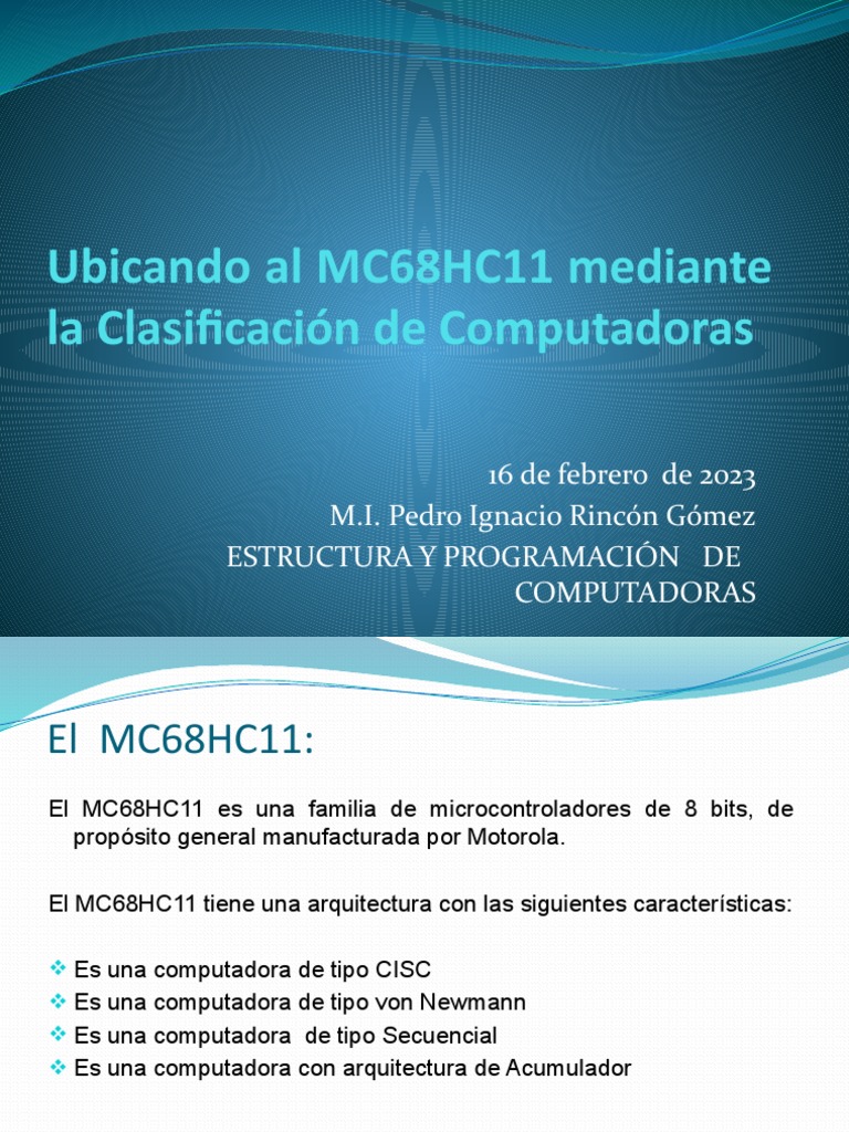 MC68HC11: Microcontrolador CISC 8 bits | PDF | Unidad Central de procesamiento | Microcontrolador