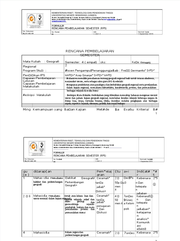 Dokumen - Tips - Rps Geografi Regional | PDF