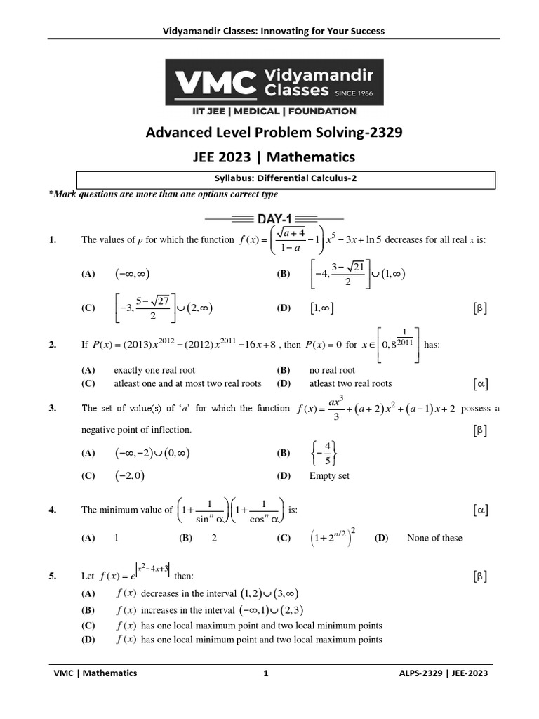 ALPS 2329 Maths Assignment Paper | PDF | Maxima And Minima | Function ...