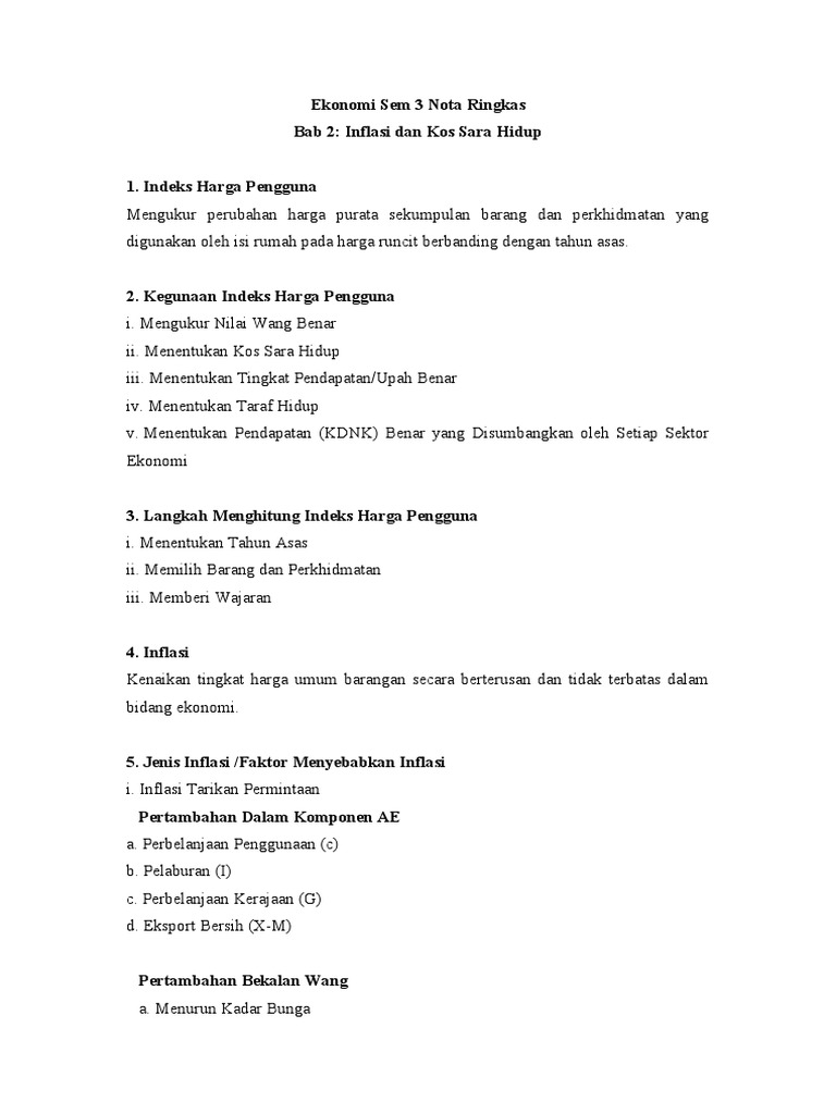 Ekonomi Sem 3 Nota Ringkas Bab 2 | PDF