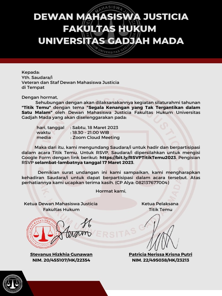 Undangan Acara Titik Temu 2023 UGM | PDF