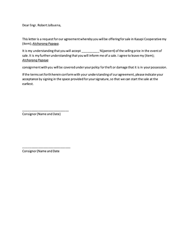 Consignment Letter PDF | PDF