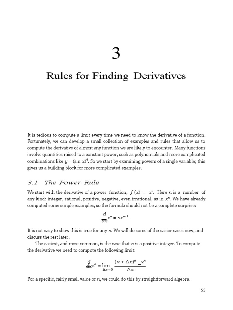 Calculus 03 Rules For Finding Derivatives | PDF | Derivative | Function (Mathematics)