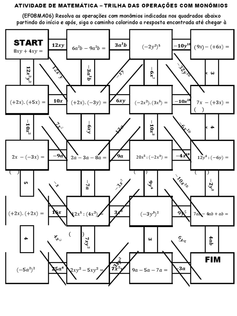 Trilha Das Operações Com Monômios | PDF | Matemática