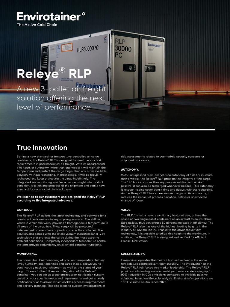 Envirotainer Releyer RLP Container Tech Specs | PDF | Cargo ...