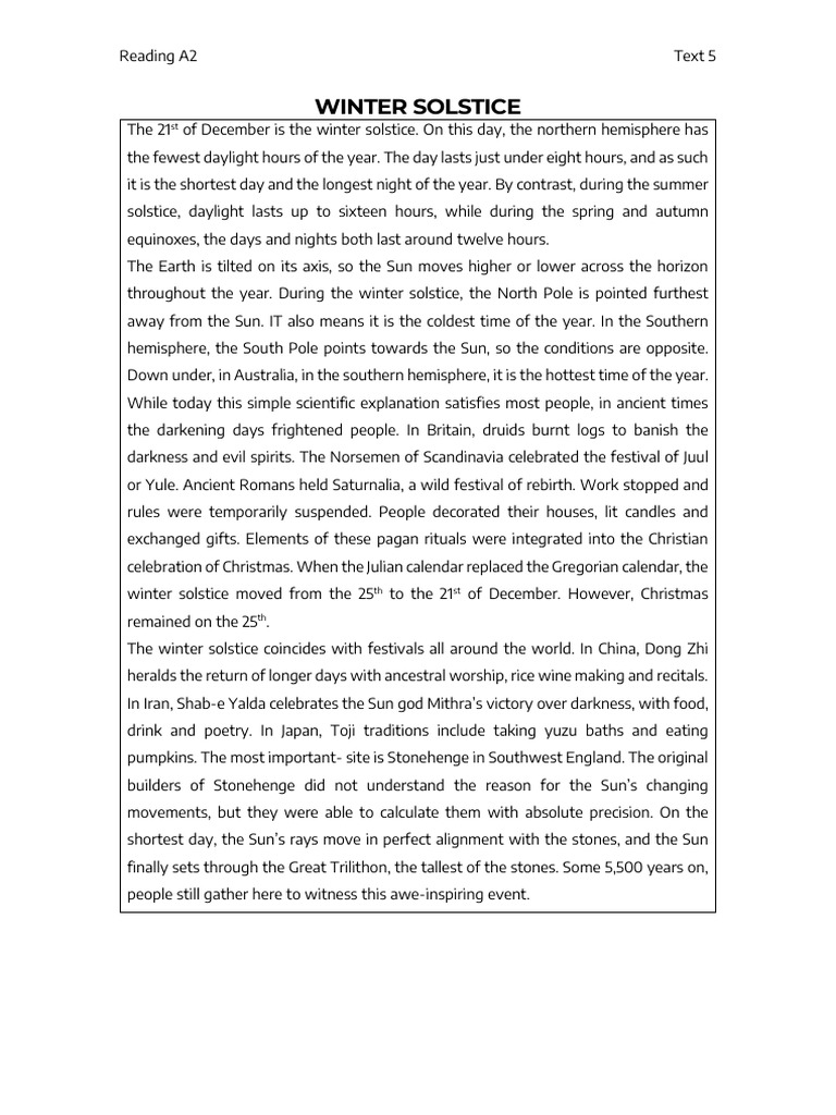 Reading 5 - Winter Solstice | PDF | December Observances | Observances