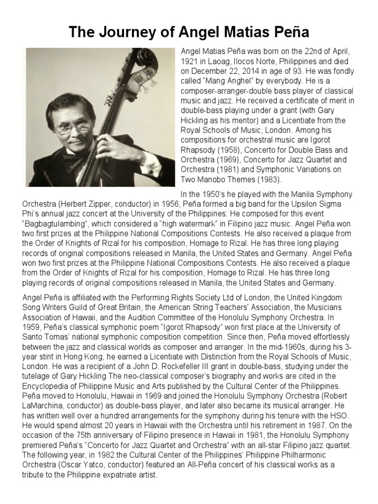The Journey of Angel Matias Peña | PDF | Orchestras | Double Bass