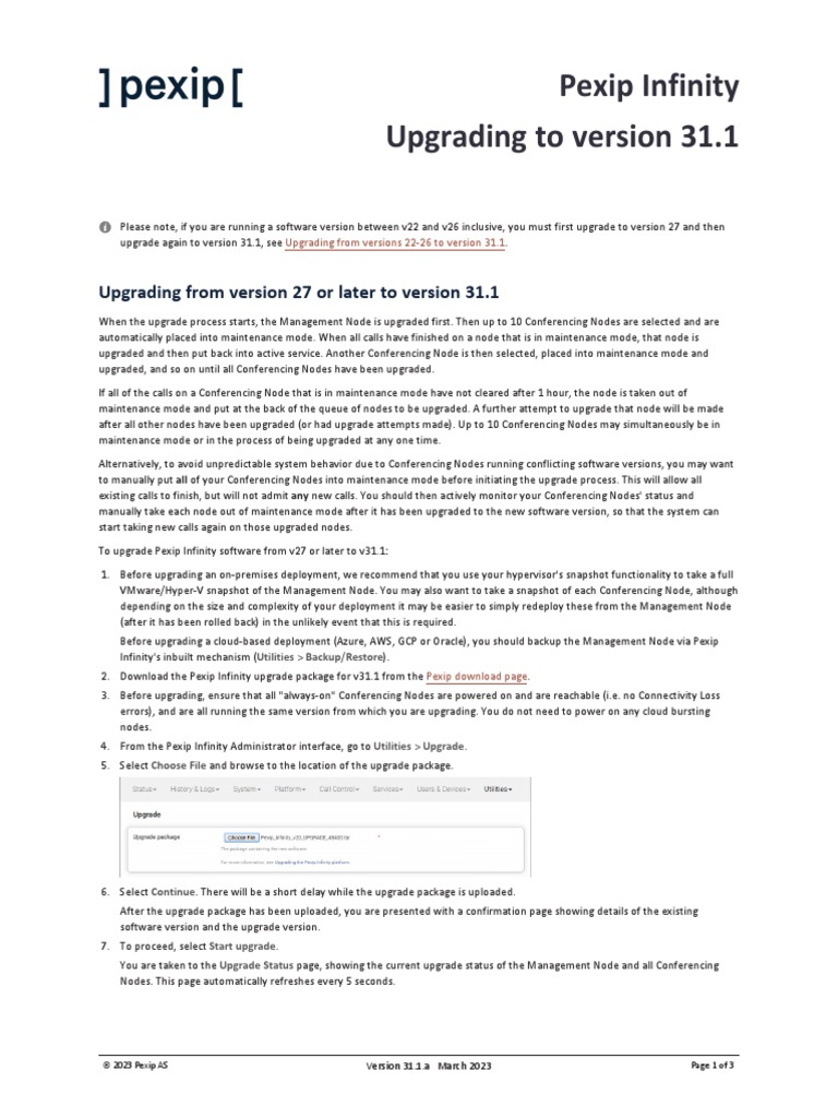 Pexip Infinity Upgrading Quickguide V31.1.a | PDF | Microsoft Azure ...