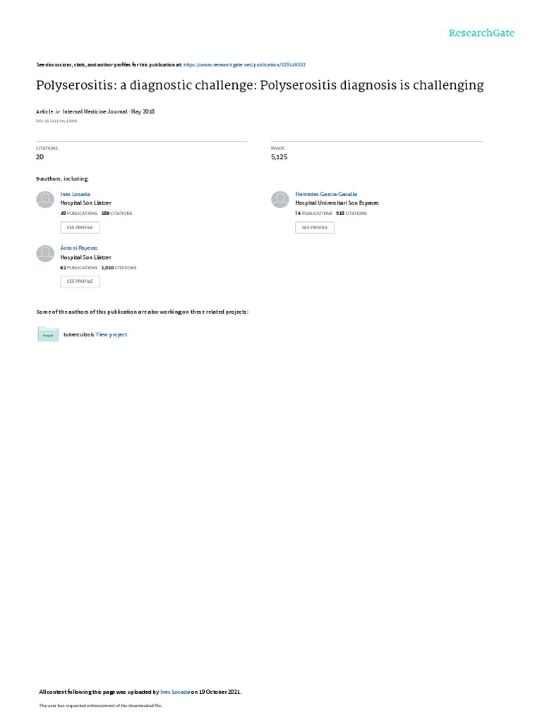 Polyserositis: A Diagnostic Challenge: Polyserositis Diagnosis Is ...