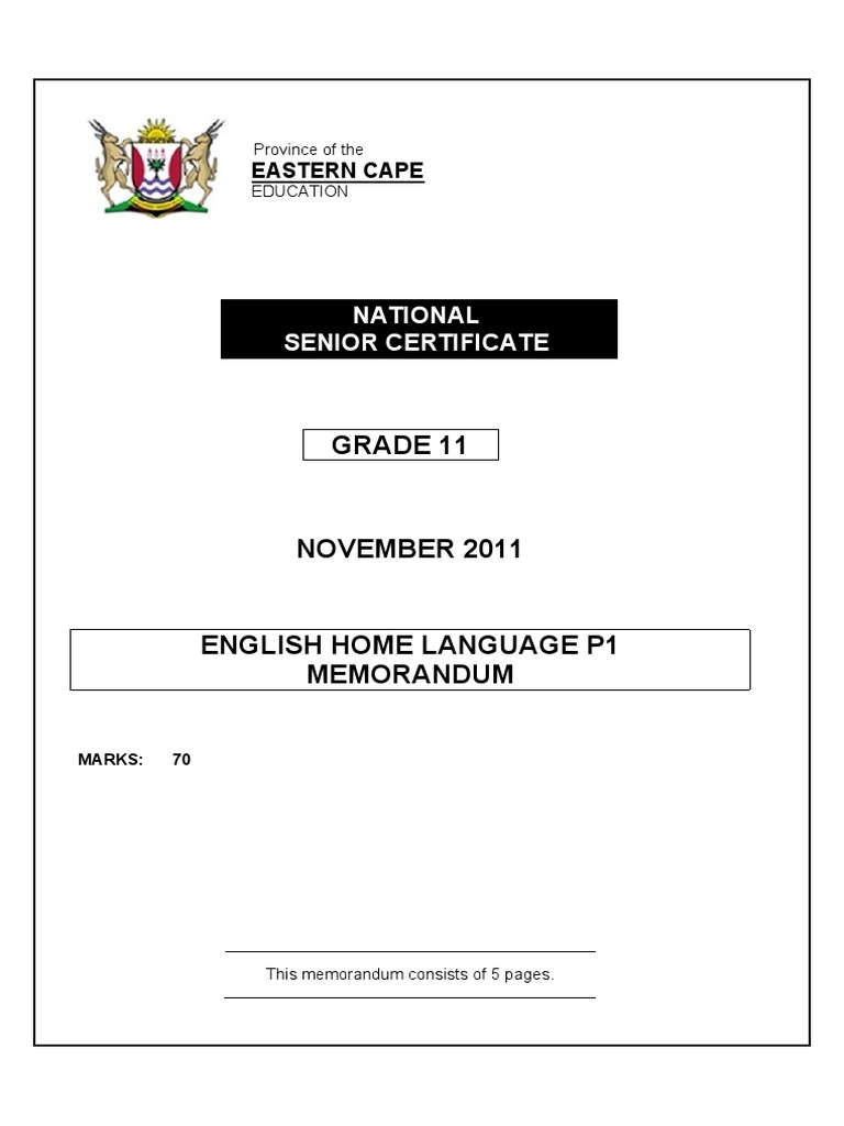 English HL Paper 1 GR11 MEMO NOV 2011 | PDF | Sleep | Prosthesis