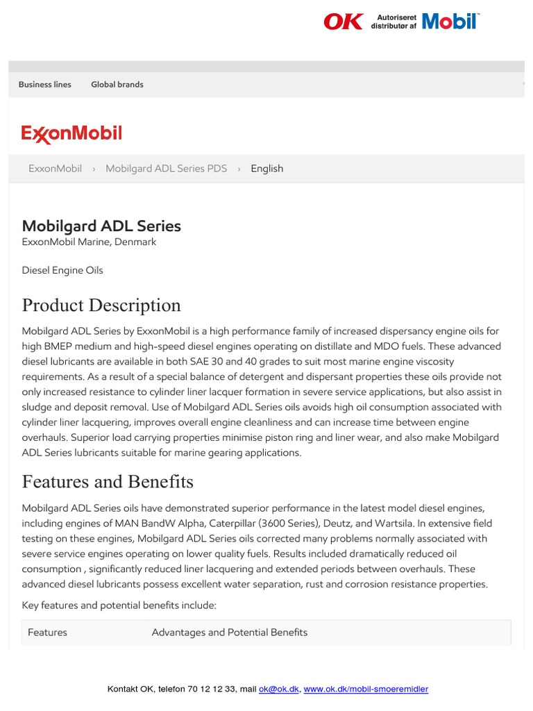 Mobilgard Adl Series | PDF | Motor Oil | Diesel Engine