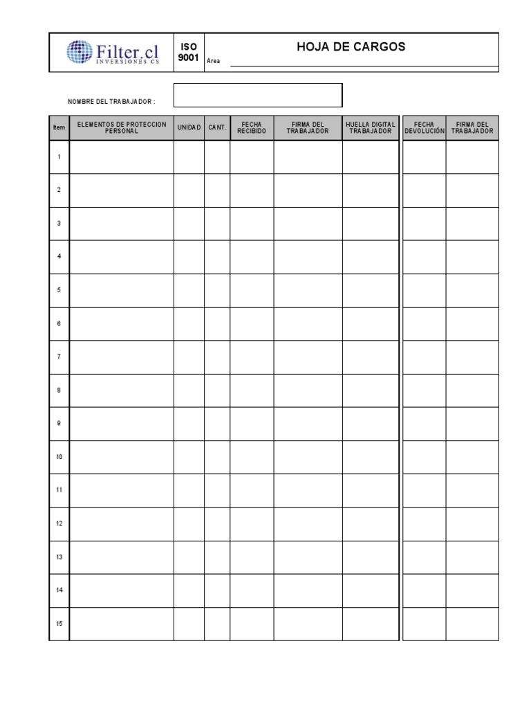 Hoja de Cargos | PDF