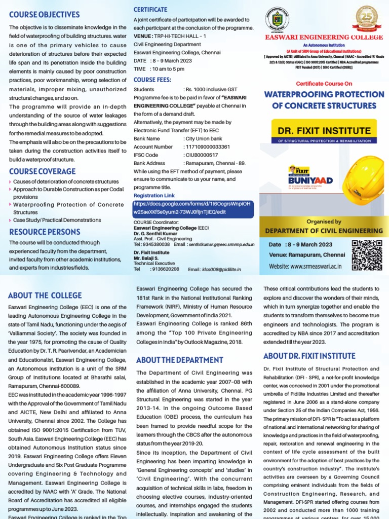 Waterproofing Protection of Concrete Structures: Certificate Course on Approaches to Durable ...