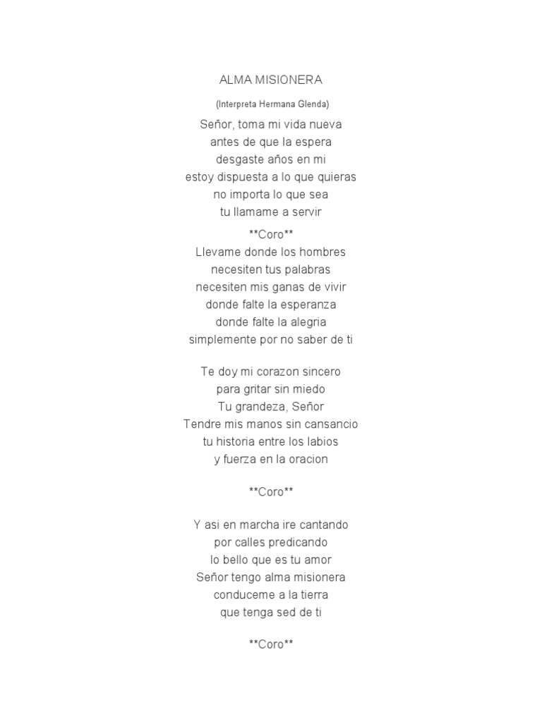 A4- ALMA MISIONERA - LETRA.docx | PDF
