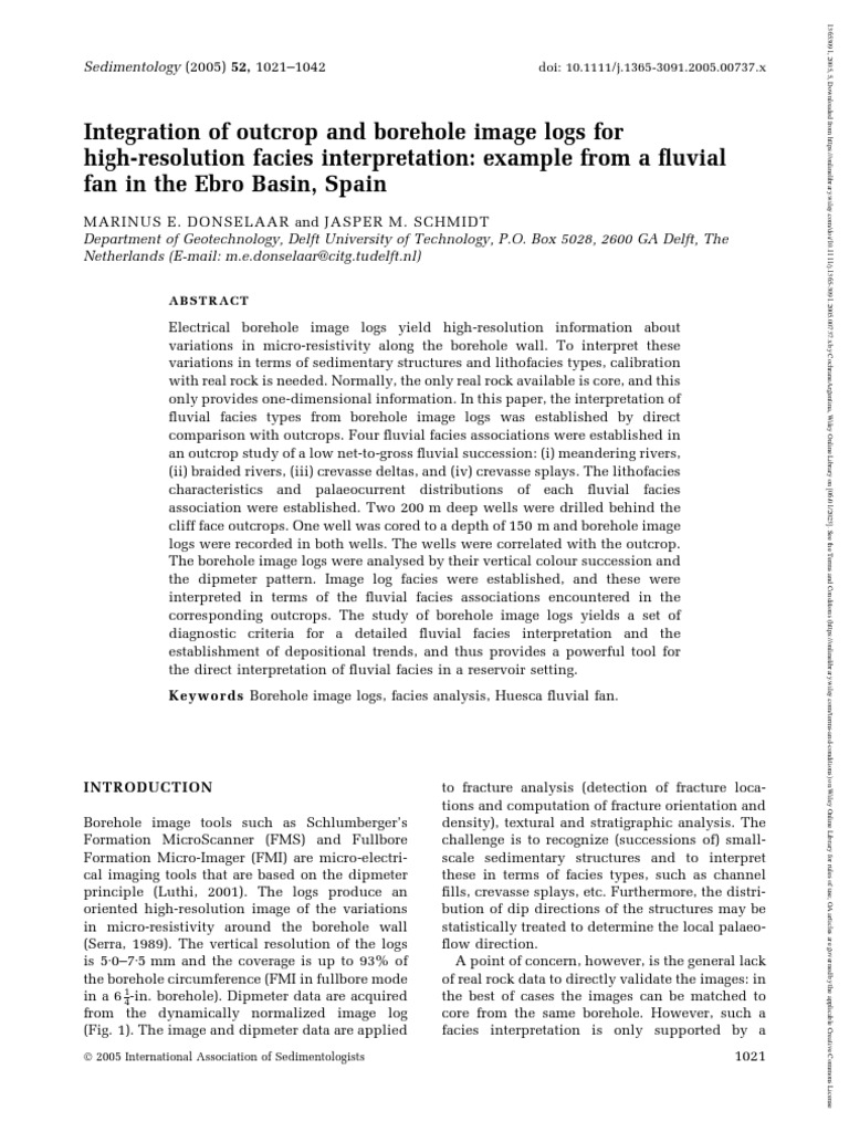 Sedimentology - 2005 - DONSELAAR - Integration of Outcrop and Borehole ... Sedimentology - 2005 - DONSELAAR - Integration of Outcrop and Borehole ...