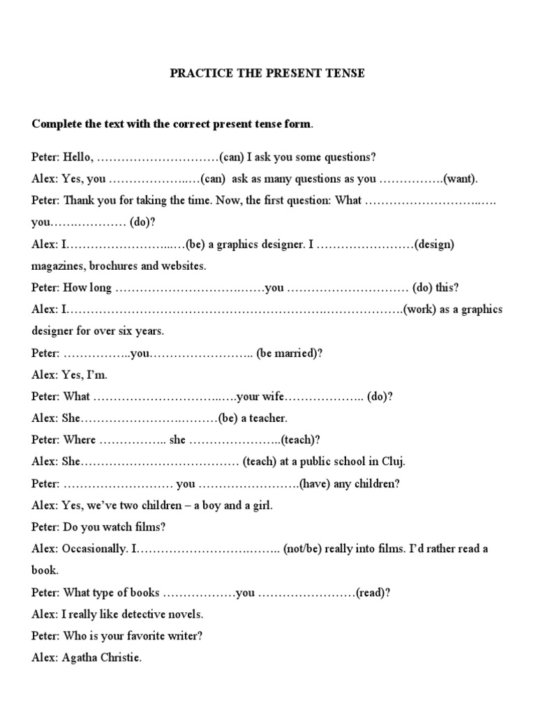 Text - Present Tenses | PDF