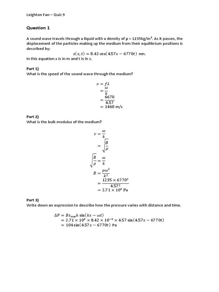 Physics Quiz: Sound Waves & Doppler | PDF | Tension (Physics) | Sound