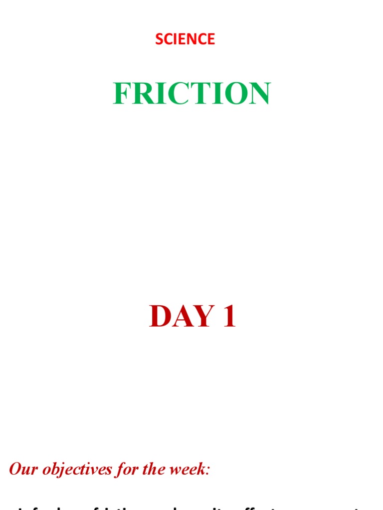 Science - Week 1 - Friction | PDF | Friction | Force