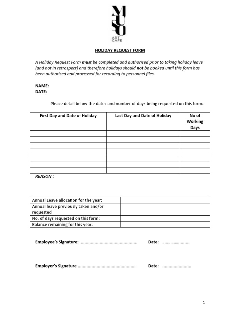 Holiday Leave Request Form | PDF | Finance & Money Management | Law