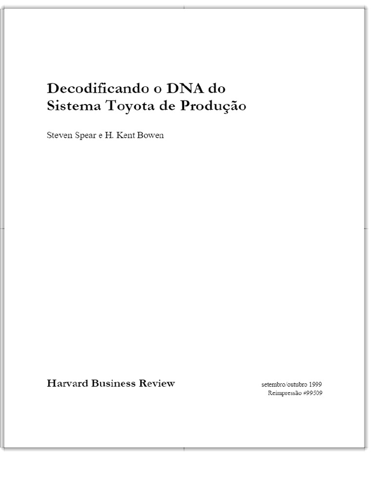 Decodificando o DNA Do Sistema Toyota de Produção - PDF Download Grátis ...