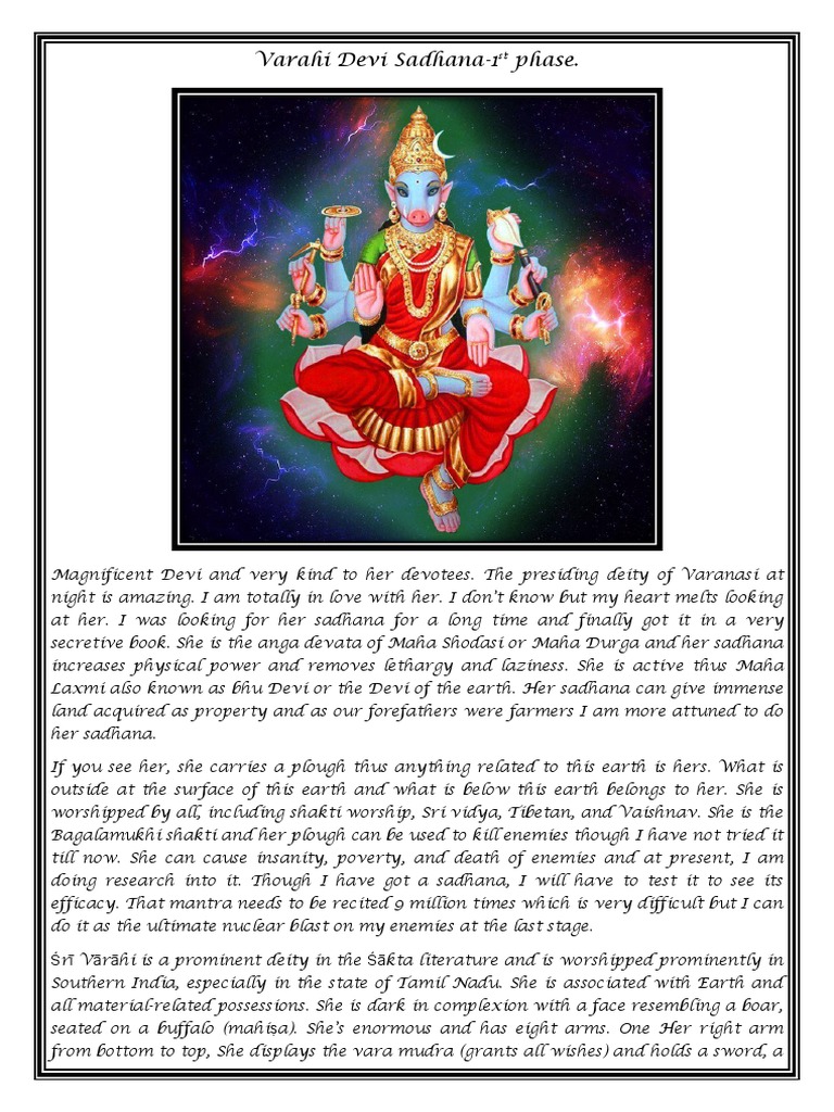Varahi Devi Sadhana | PDF | Hindu Deities | Gender And Hinduism