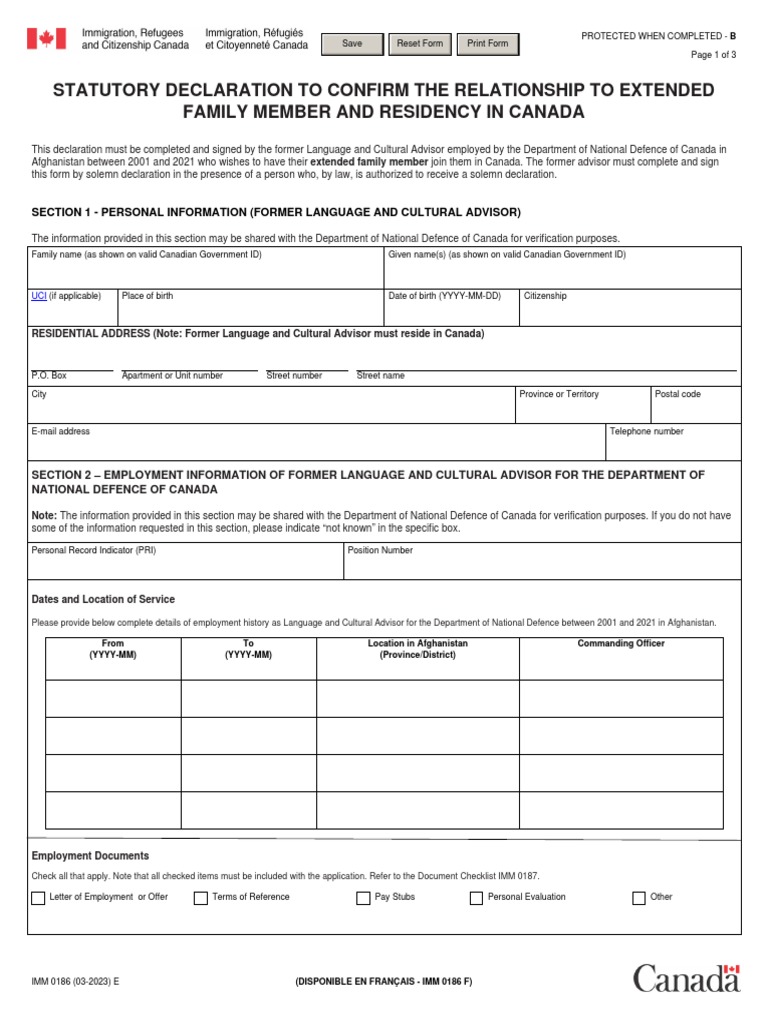 Canada Family Sponsorship Form | PDF