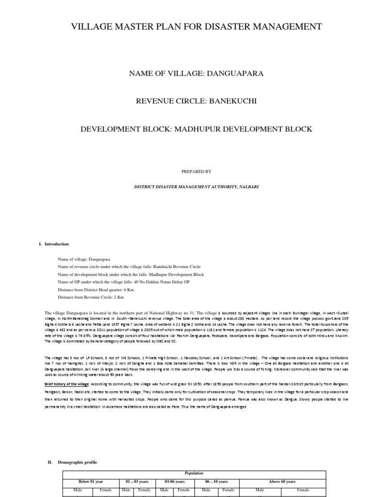 Village Disaster Management Plan Nalbari 0 | PDF | Magnesium | Agriculture