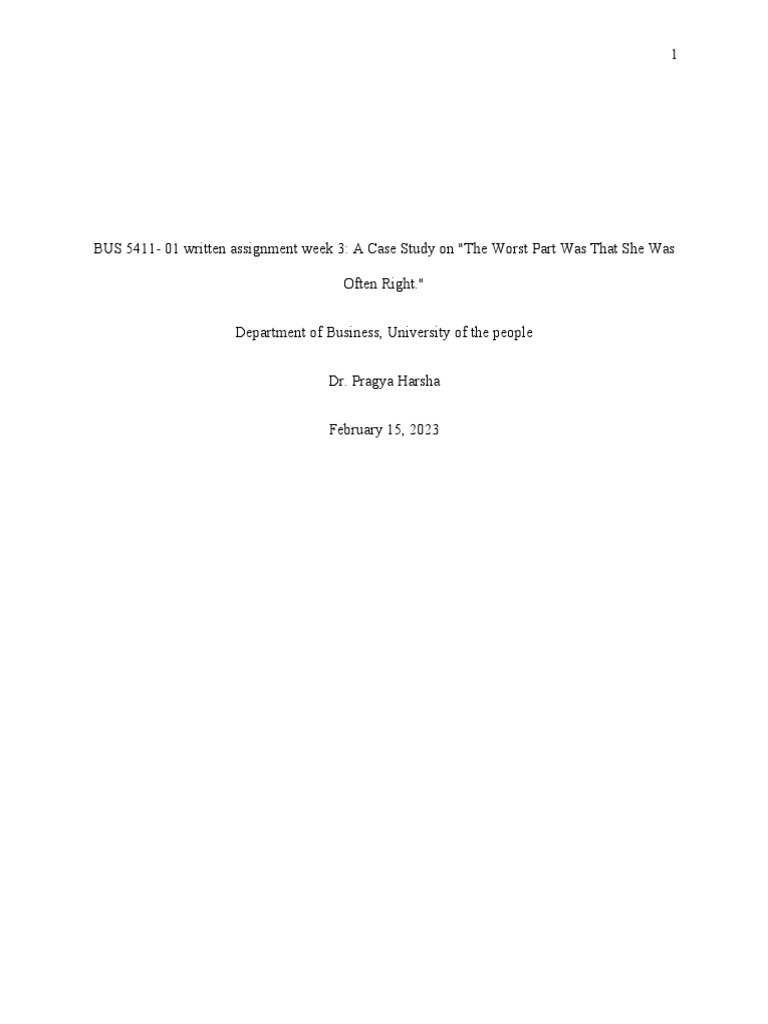 BUS 5411 - Written Assignment Week 3 | PDF | Leadership | Decision Making BUS 5411 - Written Assignment Week 3 | PDF | Leadership | Decision Making