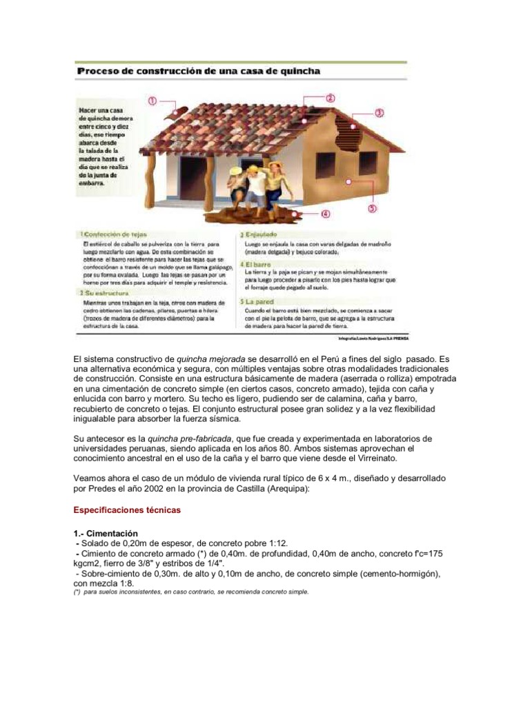 Detalle Constructivo de Quincha | PDF | Fundación (Ingeniería) | Hormigón