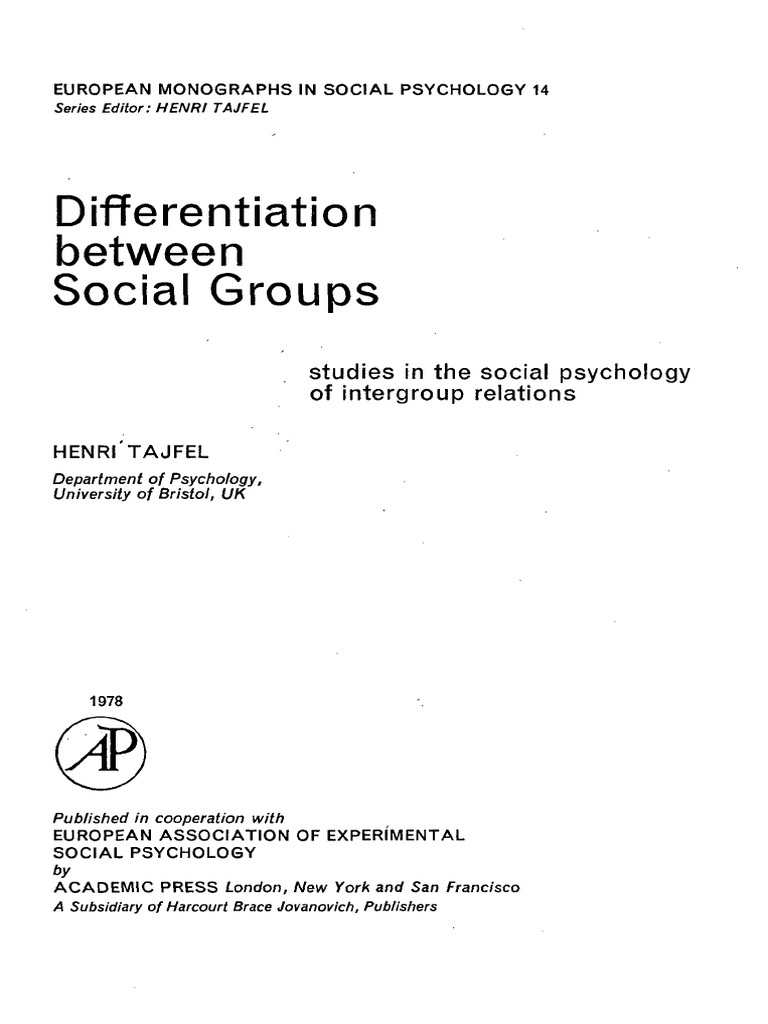 Differentiation Between Social Groups: Social Categorization, Identity ...