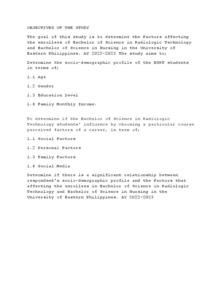 Objectives of The Study | PDF