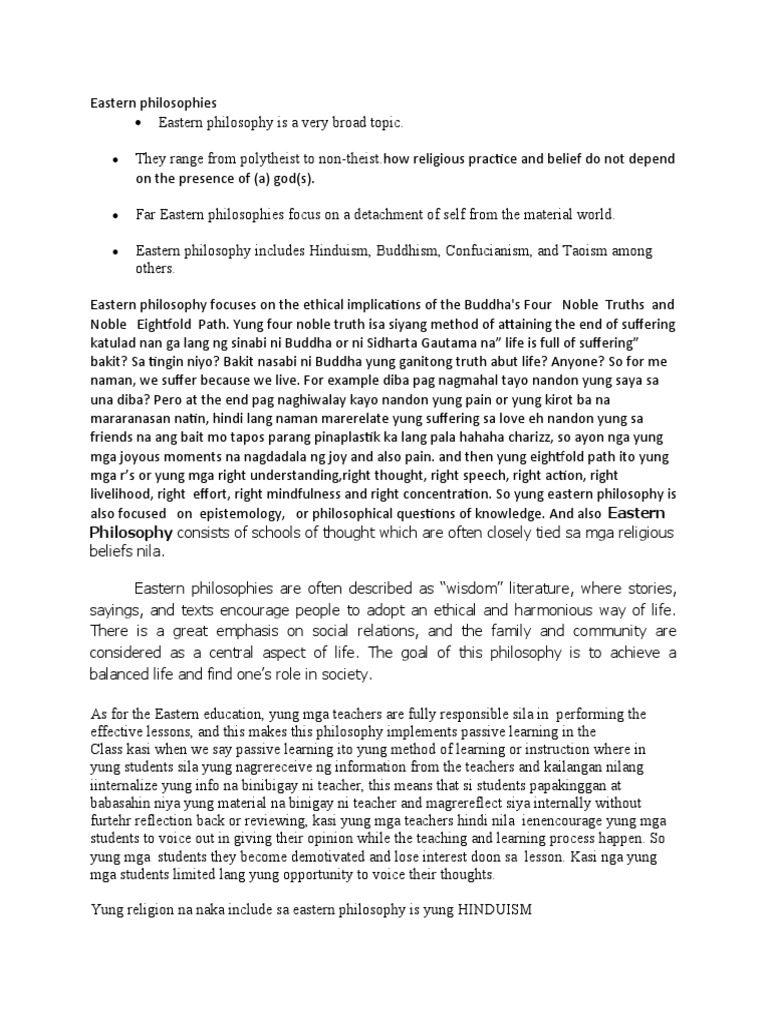 Eastern Philosophies | PDF | Eastern Philosophy | Noble Eightfold Path