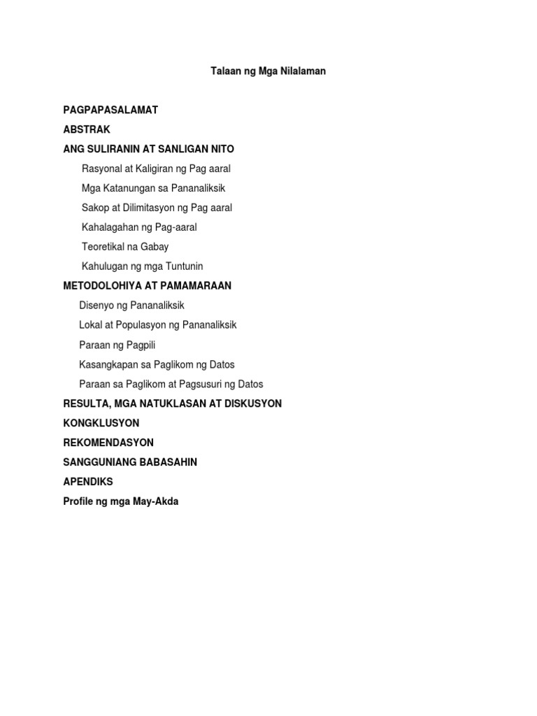 Talaan NG Mga Nilalaman PDF | PDF