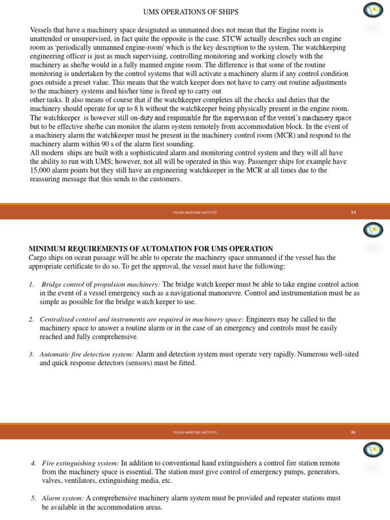 Automation - Minimum Requirements For Ums Operation | PDF ...