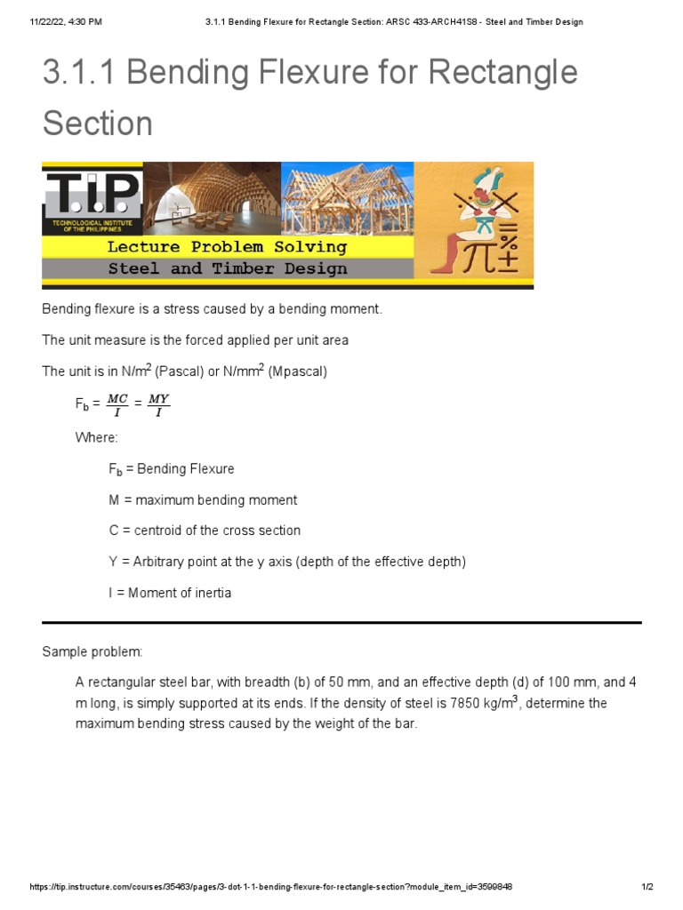 Bending Flexure in Rectangular Sections | PDF