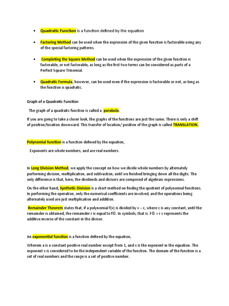 Midterm Math | PDF | Factorization | Quadratic Equation